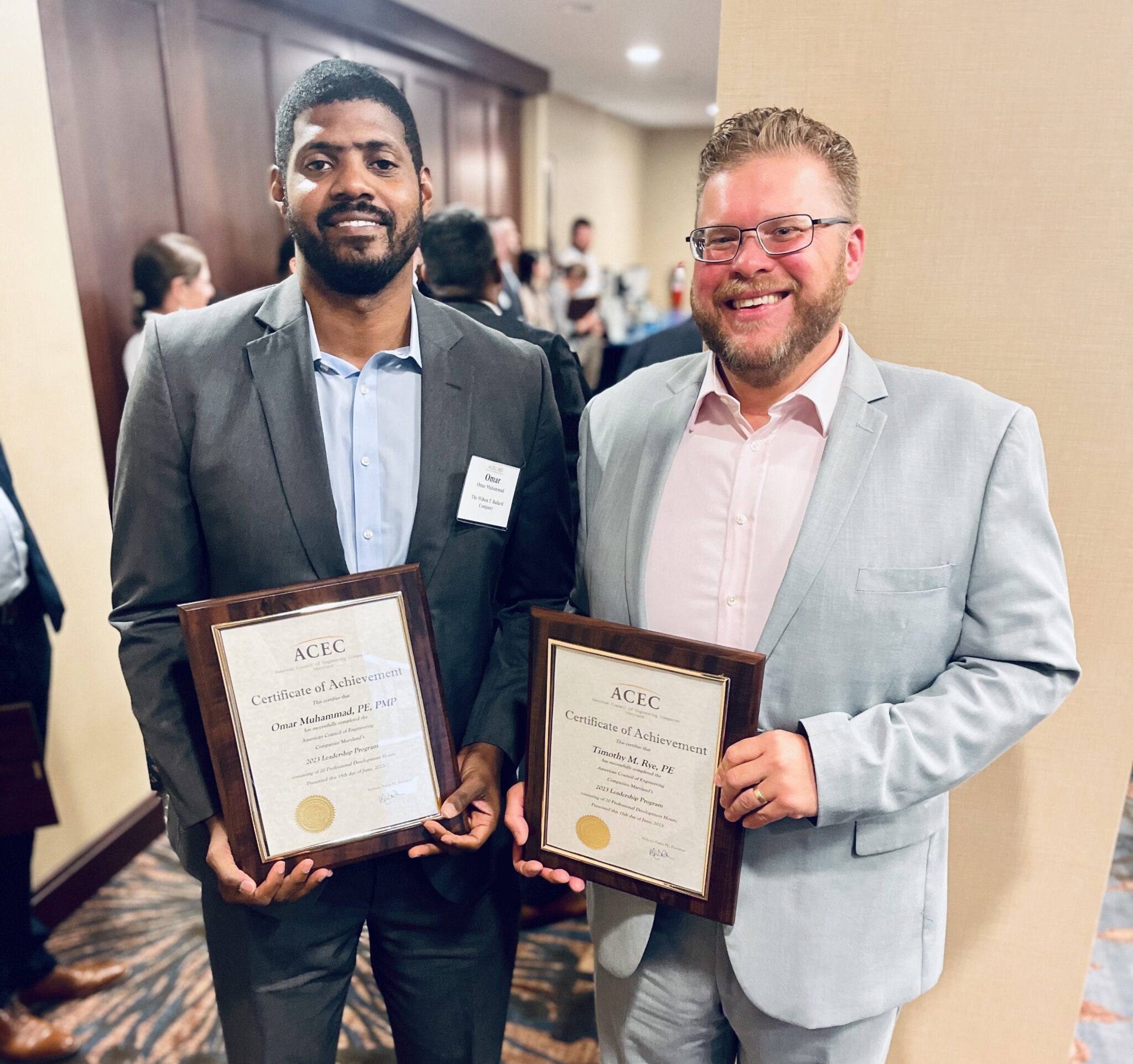 CONGRATULATIONS Omar Muhammad AND Tim Rye ON COMPLETING THE ACEC/MD ...